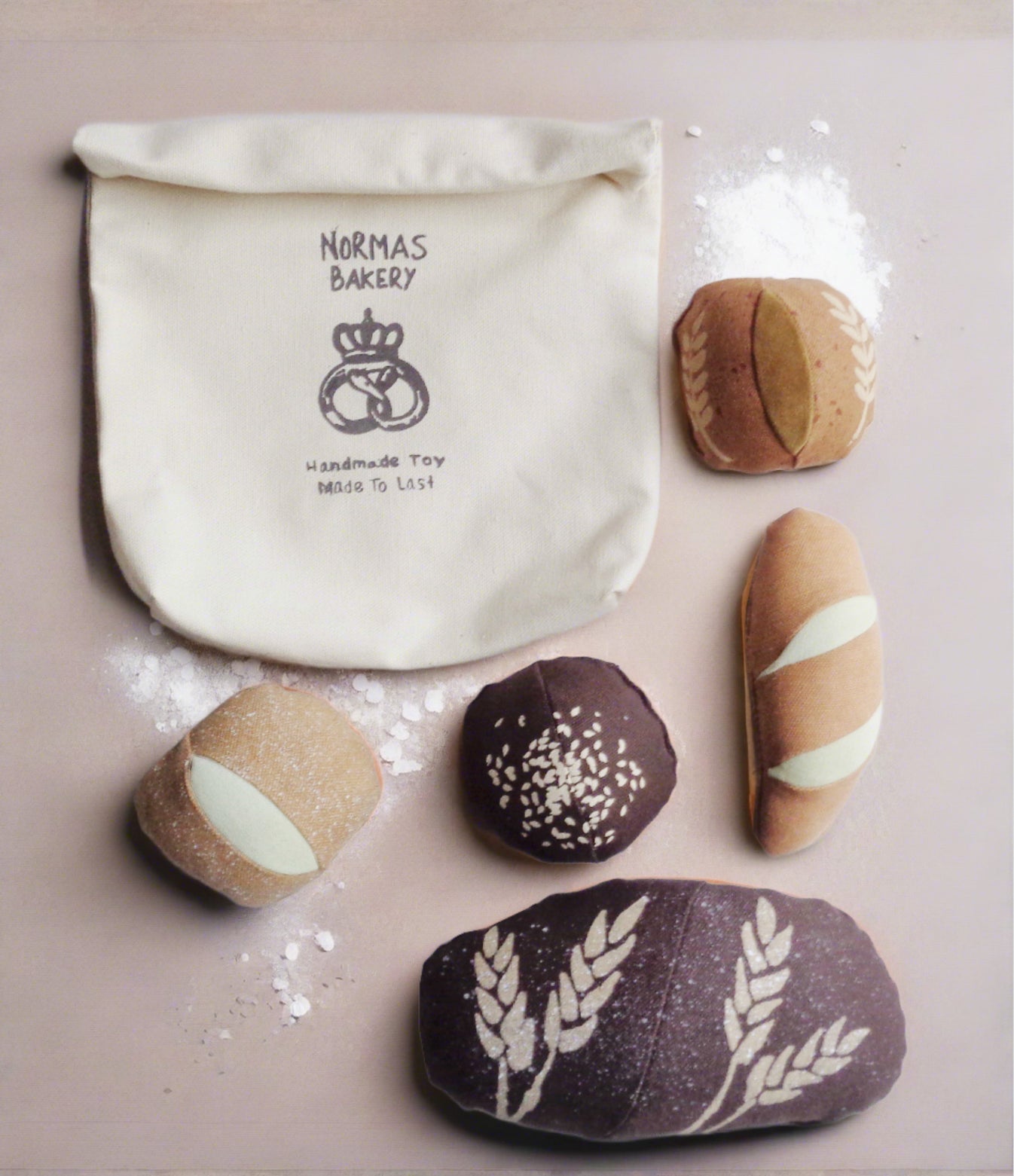 Childrens Pretend Baker Play Bread Set - Plush Toy Bread Roll, Baguette ...